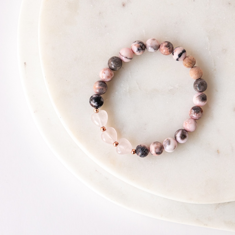 Essential Oil Diffuser Bracelet: Pink Zebra Jasper & Rose Quartz Cryst ...